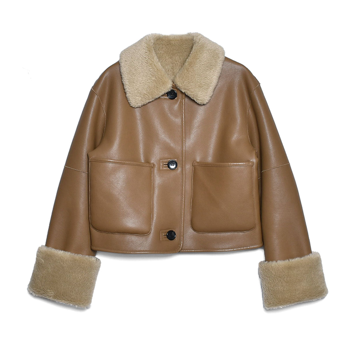 [CLANE]VEGAN LEATHER BOA SHORT JACKET/BEIGE(15104-0502) – R&Co.